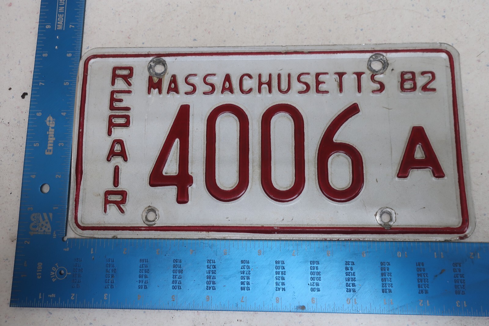 Massachusetts License Plate Tag 1982 82 MA Repair 4006 A | eBay