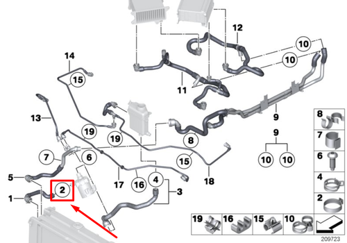 BMW 6 Cabrio F12 Radiator Cooling Hose Clamp 1716970 11631716970 NEW ...