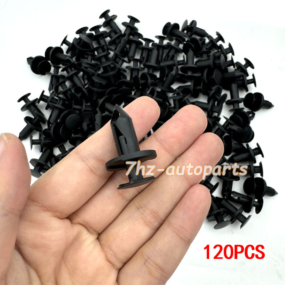120PCS 8mm Bumper Retainer Clips Auto Car Plastic Push Rivets Fastener ...