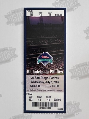 2006 San Diego Padres at Philadelphia Phillies Ticket 7/5/06 Hoffman ...