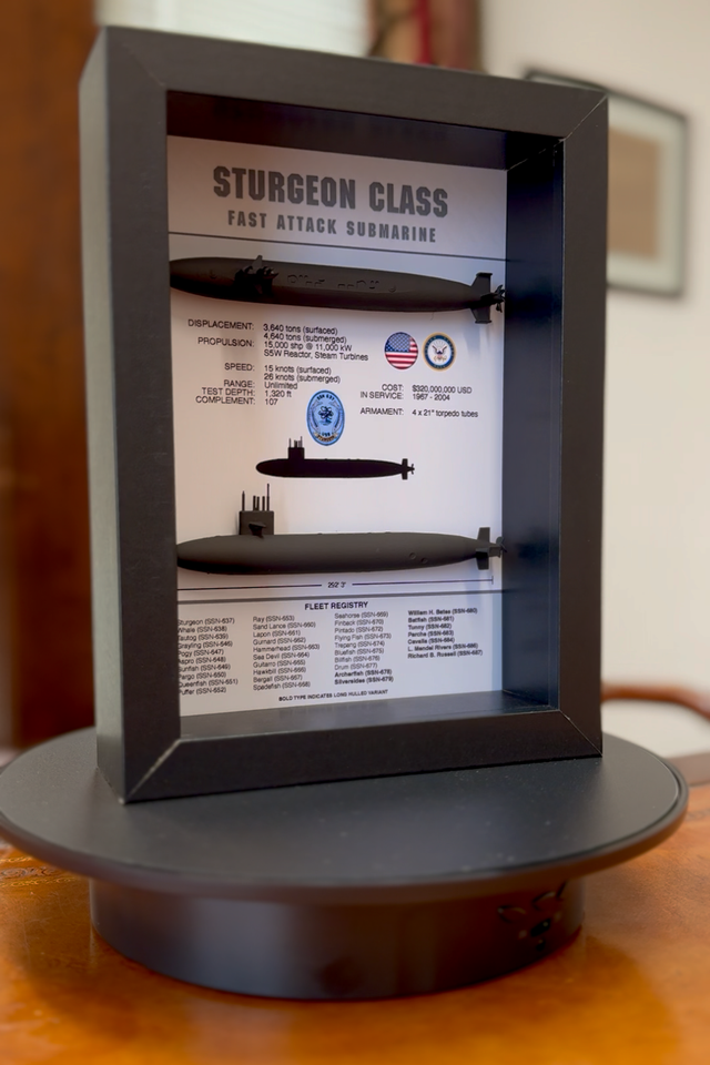Sturgeon Class Submarine Display Shadow Box, 637 Class, 6" x 8", Black ...