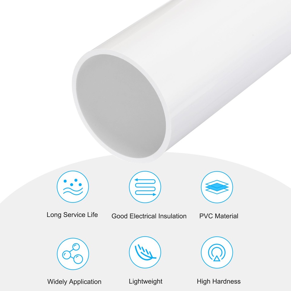 81.4mm ID 90mm OD 350mm Rigid Round Pipe White High Impact for Crafts ...