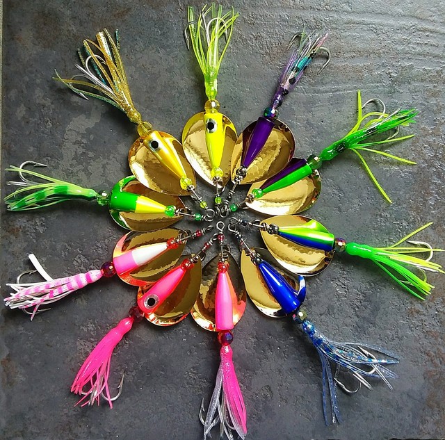 Salmon Spinners Gold Plated Blade Salmon Slayer 3/4 oz Lure Nautical ...