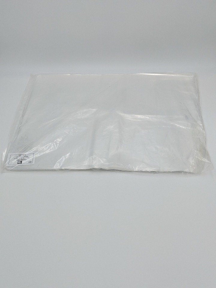 Elkay 10F-1518, 100 Large Clear Poly Bags, 15" x 18" 1 Mil Low Density ...
