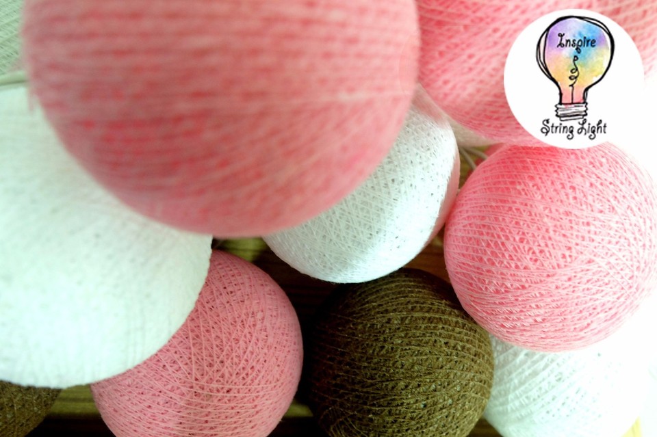 20 COTTON BALLS STRING FAIRY LIGHTS PARTY,PATIO,DECOR,CHRISTMAS,WEDDING ...