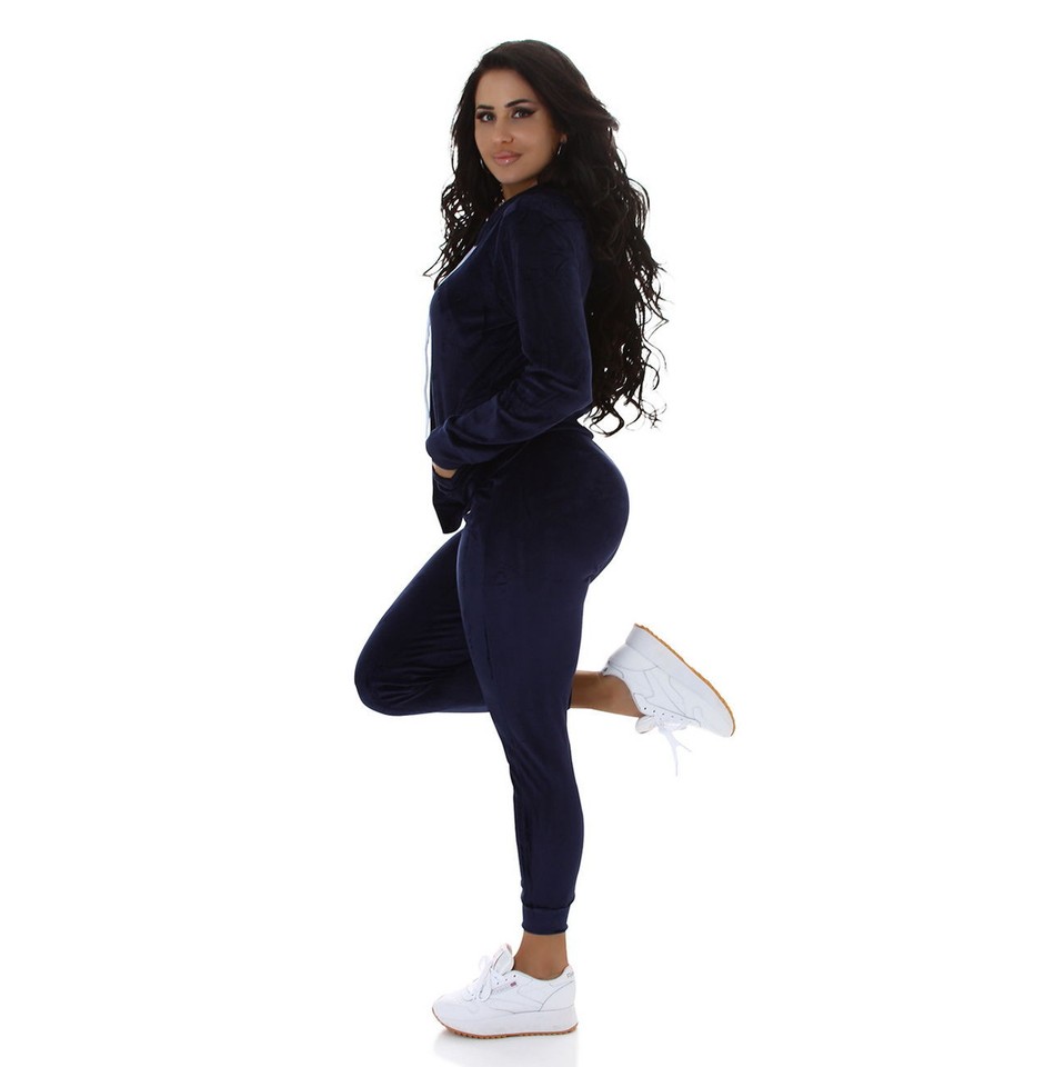 Damen Jogginganzug Nicki Velour Samt Kapuzenpullover Hose Stretch 36 38 ...