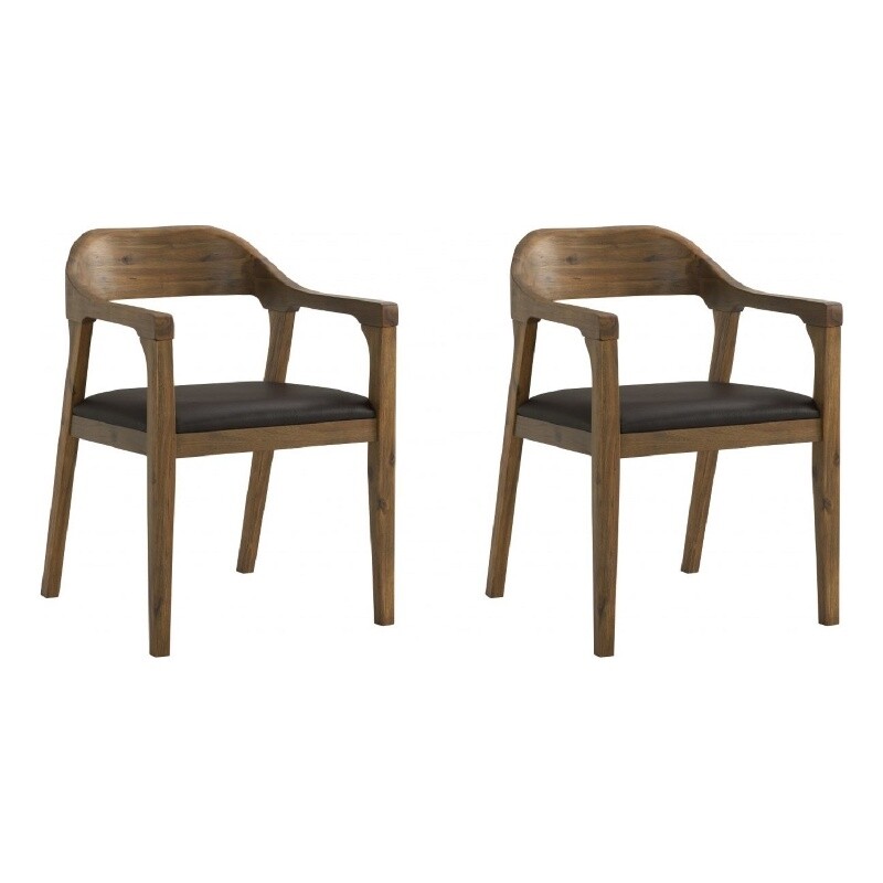 Boraam Rasmus Dining Armchairs - Set of 2 - Chestnut Wire-Brush Finish ...