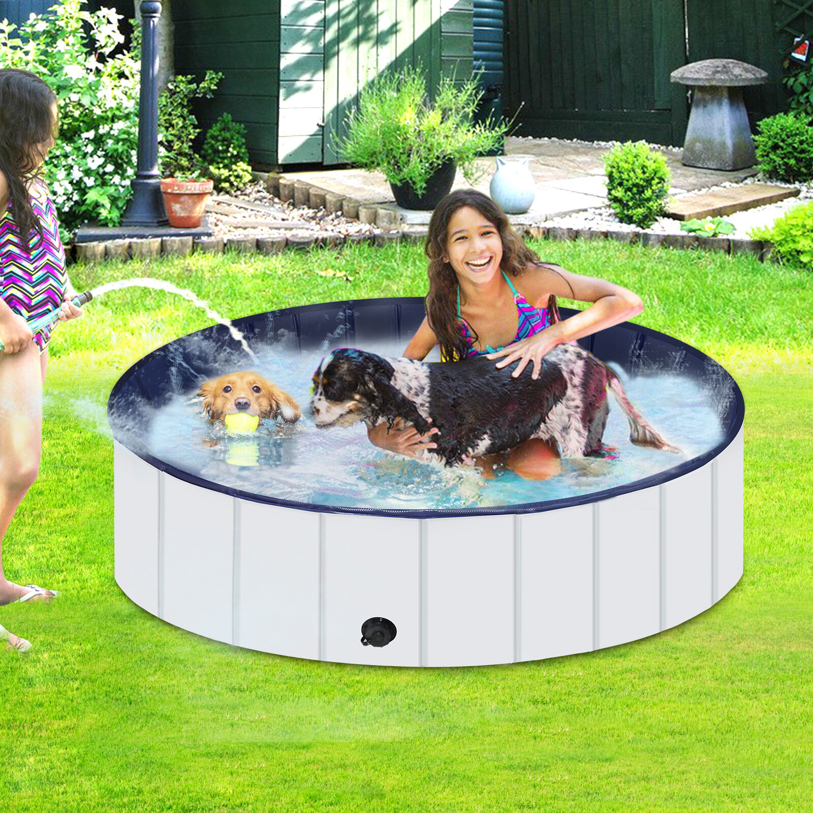 Foldable Dog Pool, Portable Hard Plastic Pet Pool For Dogs And Cats ...