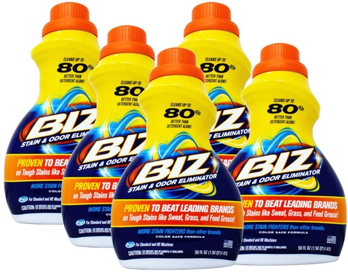 BIZ Stain and Odor Eliminator Liquid for Tough Stains, 50 fl oz - 5 ...