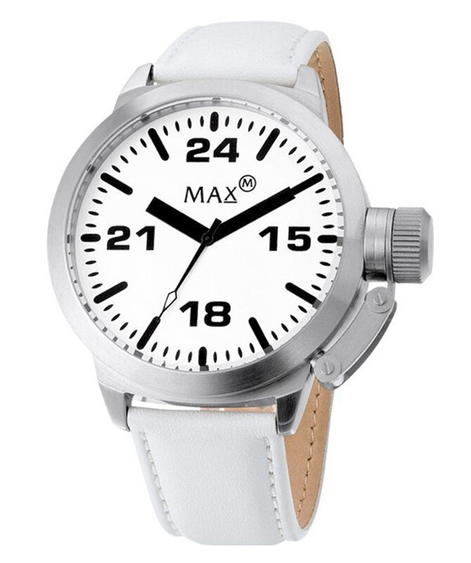 MAX THE CLASSIC WATCH 5ATM WR WHITE DIAL & LEATHER STRAP S/S CASE 36mm ...