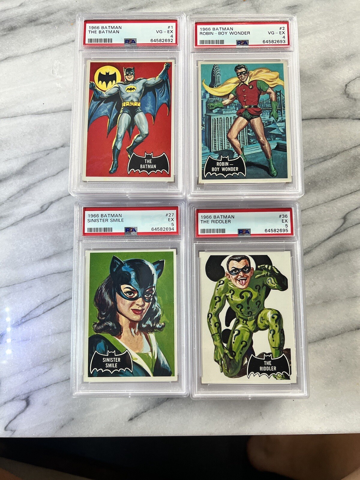 Original 1966 Topps Batman Rookie Black Bat COMPLETE 55 Card Set graded ...