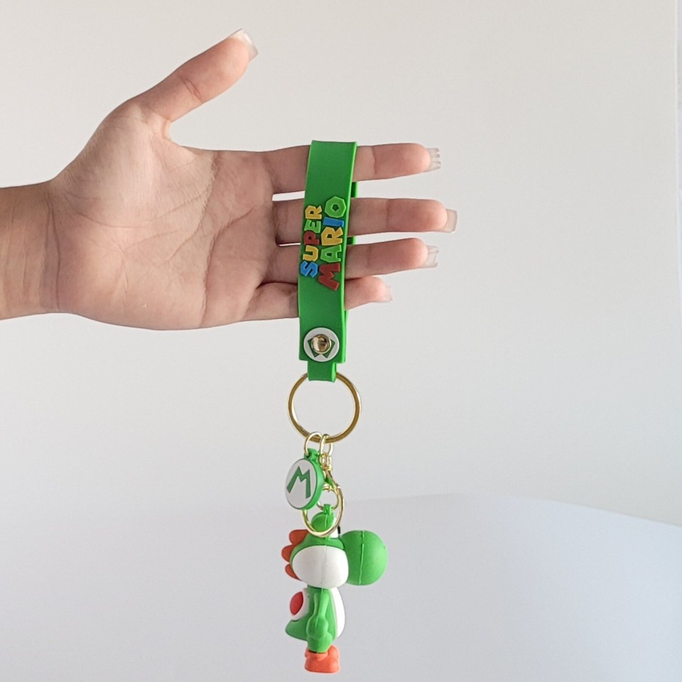 Green Yoshi 3D Super Mario Figure Keychain Key Ring Nintendo | eBay