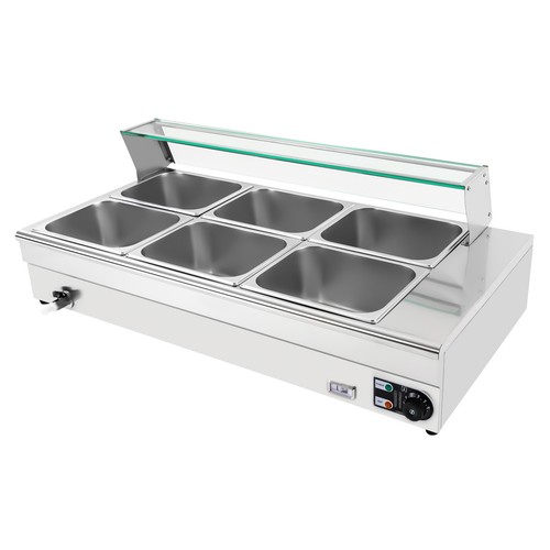 110V Commercial 6 Pans Bain-Marie Buffet Countertop Food Warmer Steam ...