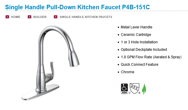 MATCO P4B151CDM PULL DOWN KITCHEN FAUCET CHROME | eBay