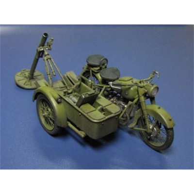 Zvesda Plastic Kits 1:35 Scale Soviet Motorcycle M-72 w/Mortar and Crew ...