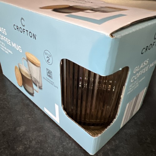 New CROFTON Glass Coffee Mugs with Lid, Clear Coffee Cups, Classical ...