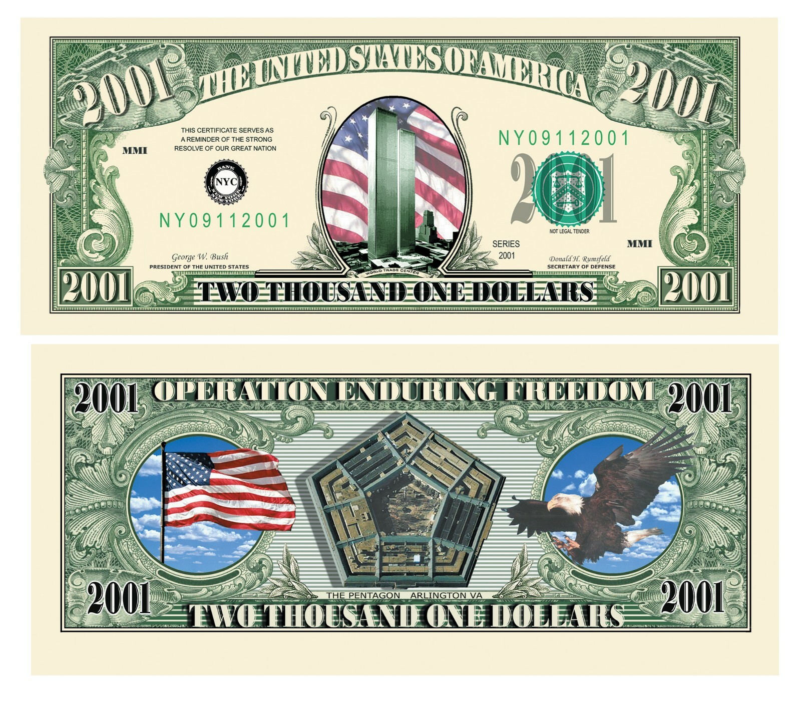 Pack of 250 Bills - Twin Towers 9/11 2001 Commemorative Dollar Bill | eBay