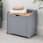 Wooden Laundry Box Bin Grey Bamboo Bathroom Storage Basket Linen Chest ...