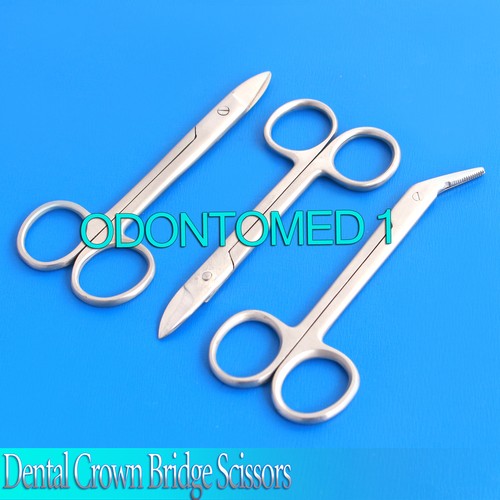 3 DENTAL Straight Curved Angular Crown Bridge Scissors Surgical ...