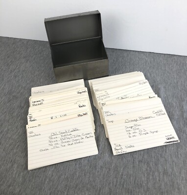 J Chein & Co Silver Tin Recipe Index Card File Box 188 Cocktail Recipes ...