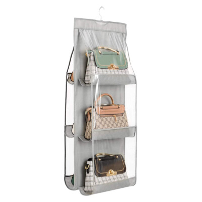 6 Pocket Folding Hanging Handbag Storage Organiser Holder Hook Hanger ...