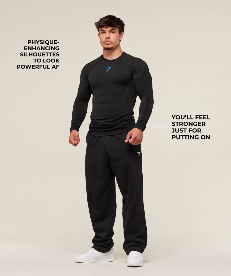 Gymshark Onyx v5 5.0 Seamless Medium Long Sleeve Black/Onyx Grey **IN ...