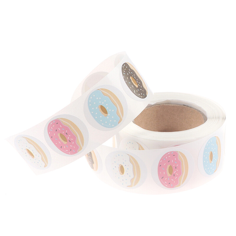 500pcs Doughnut Stickers 8 Designs Delicious Cake Bread Baking Labels ...