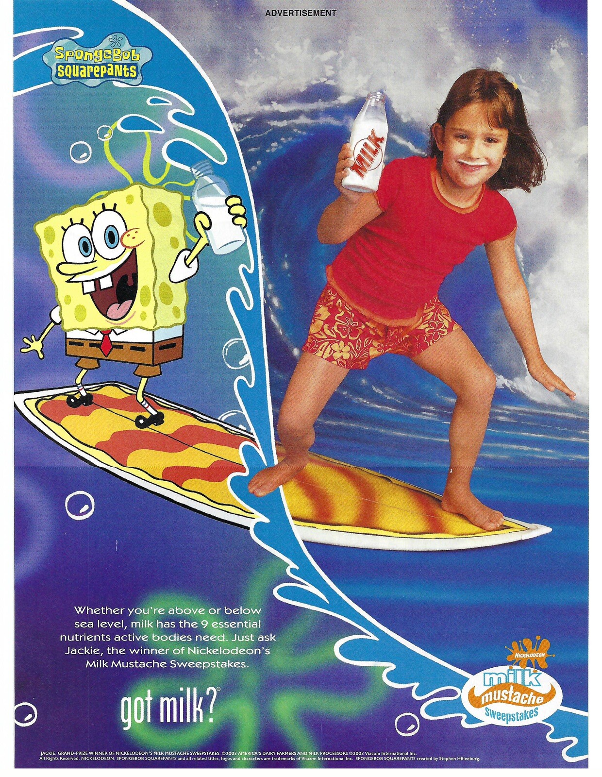 2004 Got Milk? Spongebob SquarePants Mustache Vintage Magazine Print Ad ...