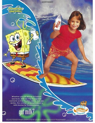 2004 Got Milk? Spongebob SquarePants Mustache Vintage Magazine Print Ad ...