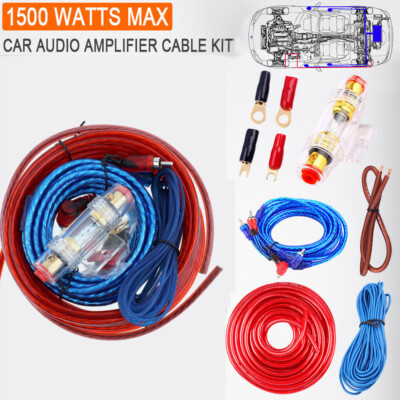 1500W 8GA Cable Car Audio Kit Amp Amplifier RCA Sub Woofer Wiring Wire ...
