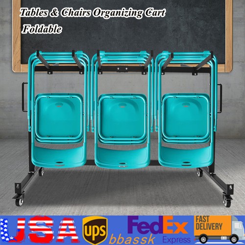 Folding Chair Rack Dolly Cart W/lock Caster Max 42 Foldingtables 12 ...