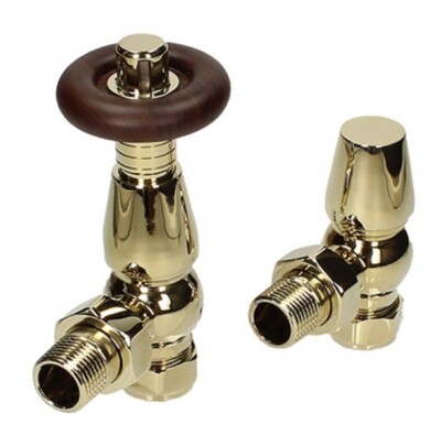 Traditional Thermostatic Radiator Valves Gold Polished Brass TRV Set ...