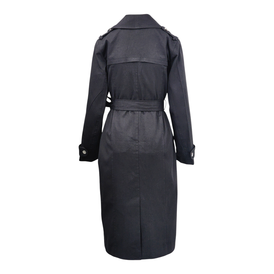 Sosandar Black Longline Trench Coat With Faux Leather Trim RRP £125.00 ...