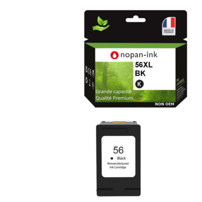 56XL fabriqué en France, 1 Cartouche d'encre compatible pour HP 56 XL ...