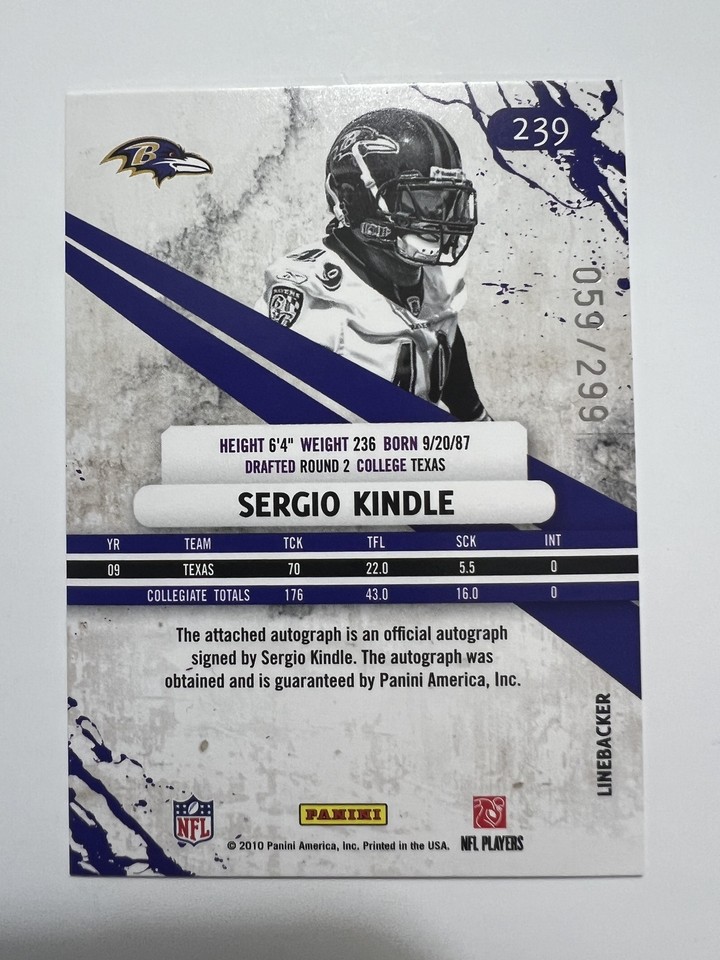2010 Panini Rookies & Stars #239 Sergio Kindle Autograph /299 | eBay