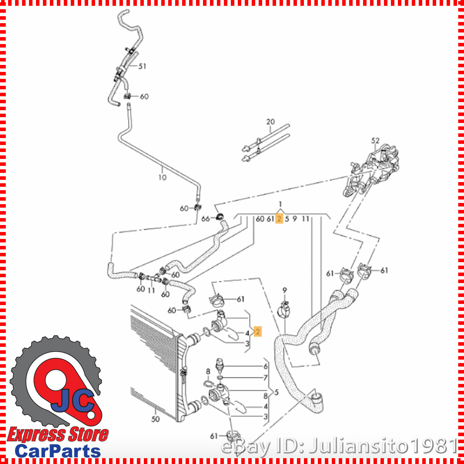 5QN122291 VOLKSWAGEN GENUINE OEM TIGUAN UPPER COOLANT COUPLING ADAPTER ...