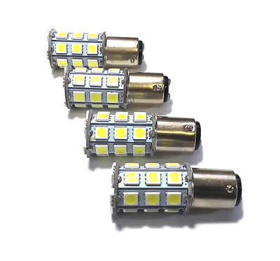 4 Super Bright 12 volt White LED BAY15D Double Filament Marine Grade ...
