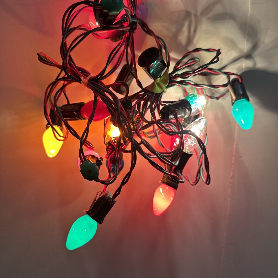 Christmas Light Bulbs (2 Sets Of 7) w/Red Green String Cord Works ...