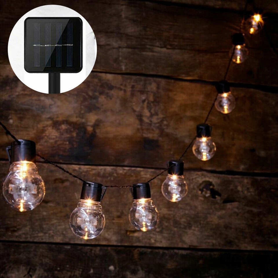 Retro Solar String Lights Outdoor Garden LED Festoon Party Globe 10/20 ...