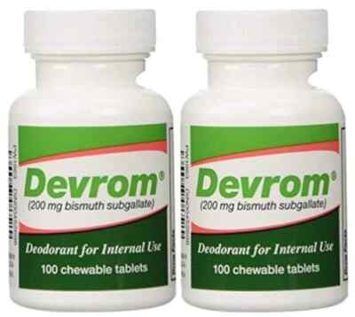 2 Bottles Devrom® Chewable Tablets (internal deodorant), 100 tablets ...