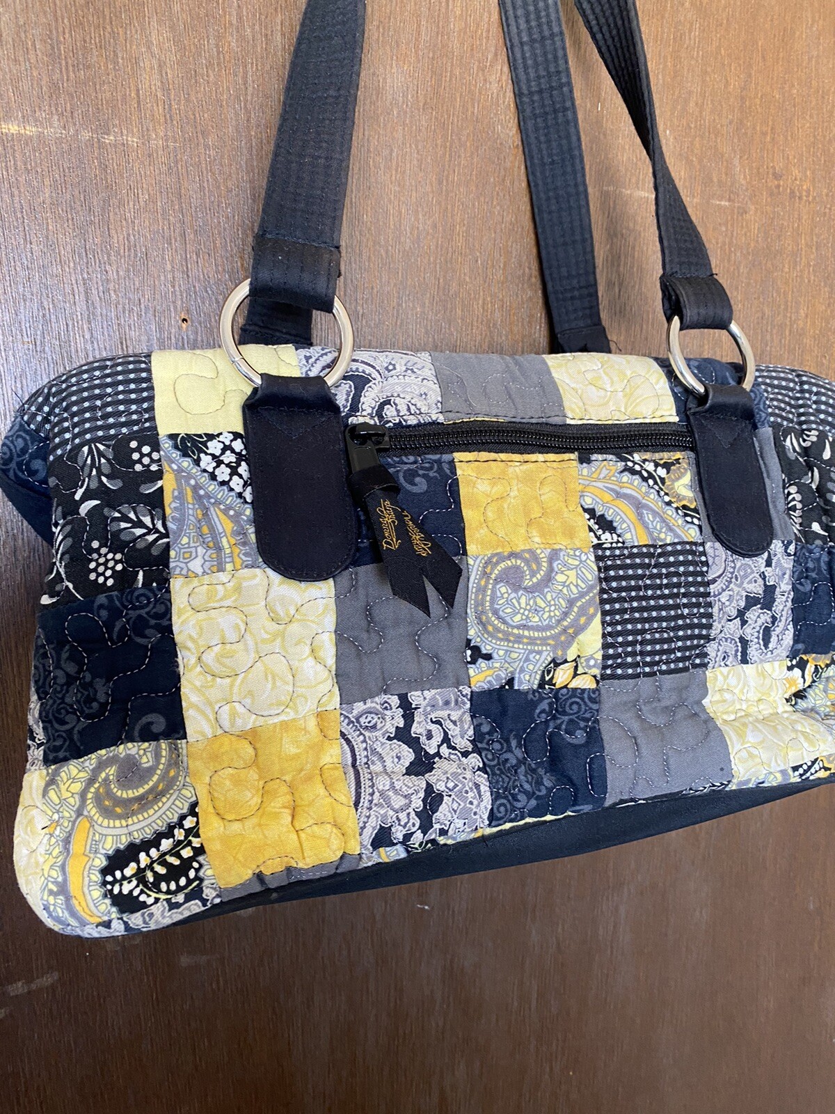 Donna Sharp Black & Yellow Quilted Patchwork Handbag … - Gem