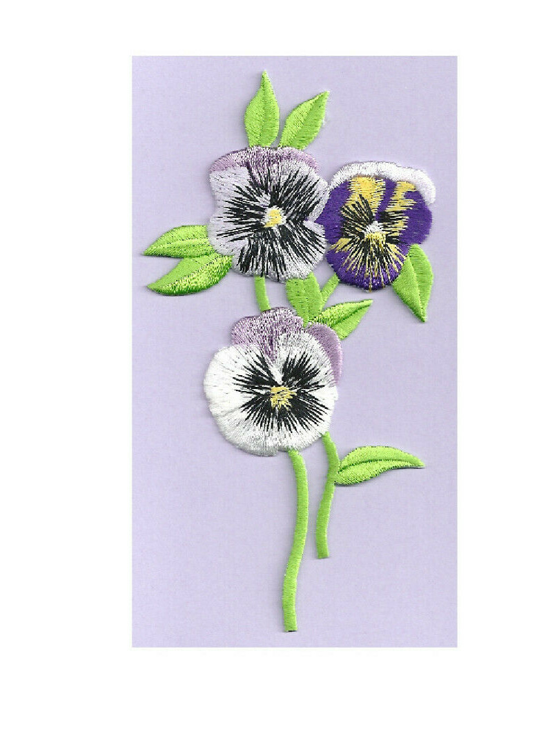 Pansy Strip - Flower - Garden - Crafts - Embroidered Iron On Applique ...