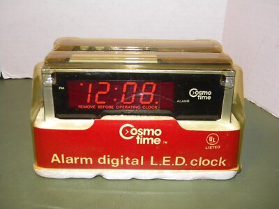 NEW Vintage Cosmo Time Alarm Clock Wood Grain Model #E523 | eBay