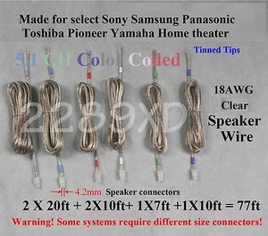 6 Speaker Wires 77ft/4.2mm made for select Sony Panasonic Samsung Home ...