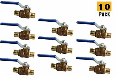 Plumbing Lot 10Pcs 3/4" Pex Brass Full Port Water Stop ShutOff Ball ...