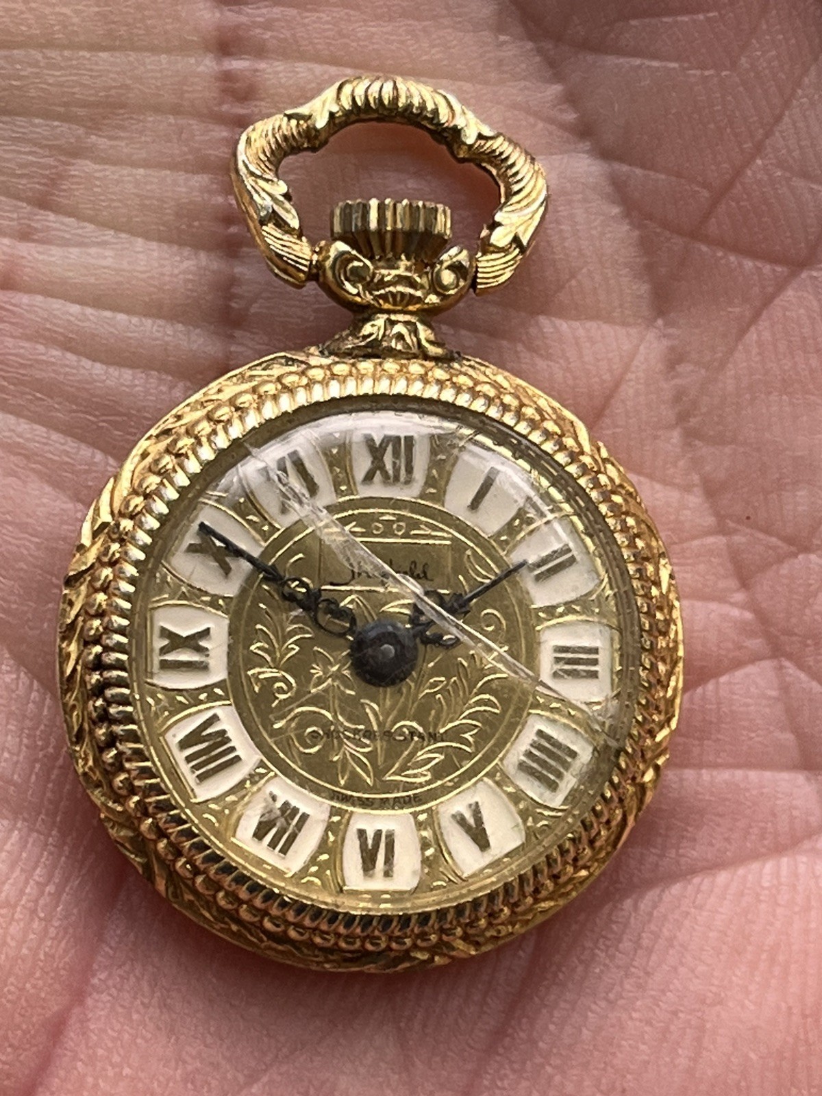 Vintage Sheffield Gold Tone Pocket Watch Pendant -Swiss Made - Manual ...