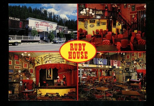 Restaurant postcard South Dakota SD Keystone Ruby House interior views ...