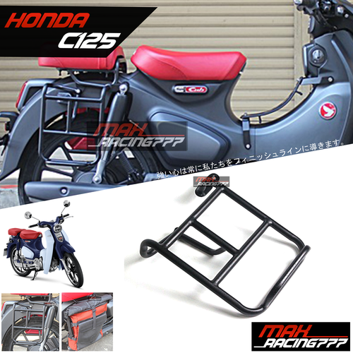 SIDE SADDLE BAG SUPPORT CARRY RACK BLACK FIT FOR HONDA C125 SUPER CUB ...