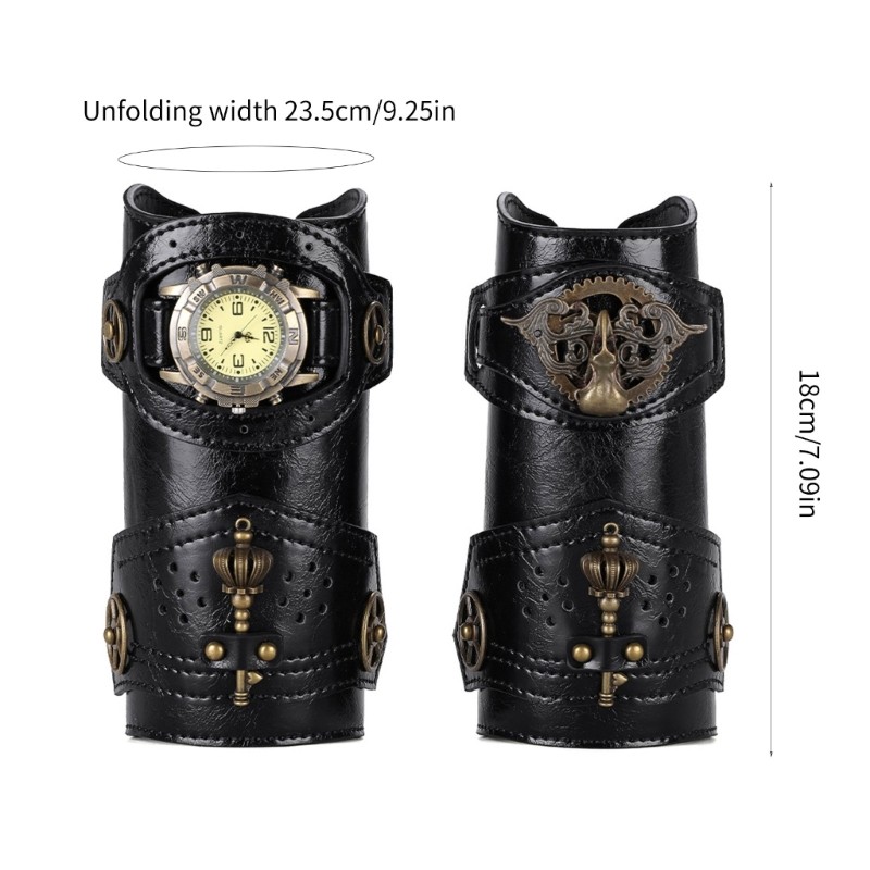 Unisex Leather Gauntlet Wristband Medieval Wide Bracers Watch Arm Guard ...