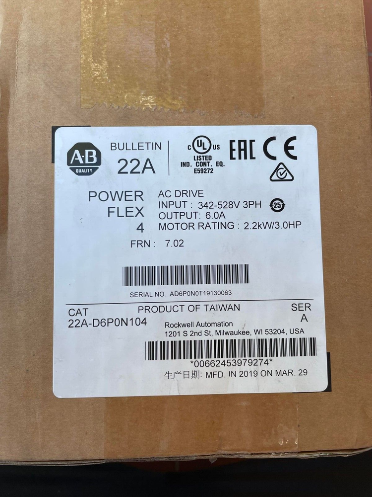 New Sealed Box Allen Bradley 22A-D6P0N104 /A PowerFlex 4 480V 6A 3HP | eBay